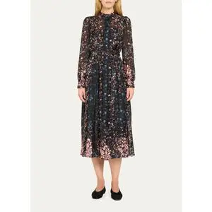 Ulla Johnson Tessa Floral Silk Midi Shirtdress