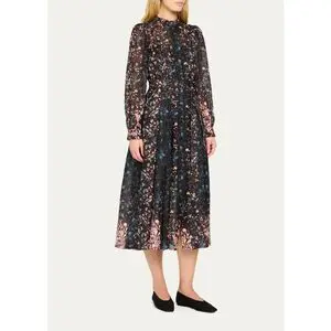 Ulla Johnson Tessa Floral Silk Midi Shirtdress