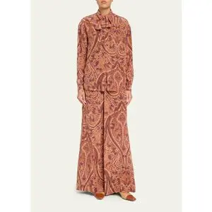 Ulla Johnson Lise Long-sleeve Tie-neck Silk Blouse