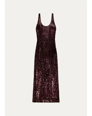 Simkhai Bex Sequined Tank Maxi Dress - Fig