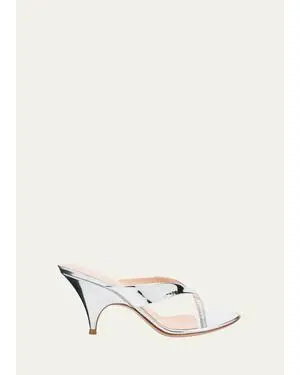 GIANVITO ROSSI 70mm Metallic Leather Thong Sandals