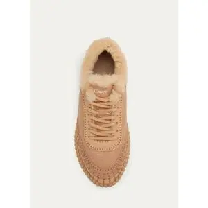 Chloé Nama Shearling-lined Suede Platform Sneakers