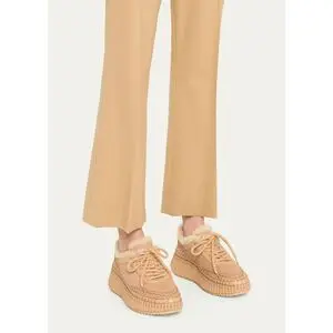 Chloé Nama Shearling-lined Suede Platform Sneakers