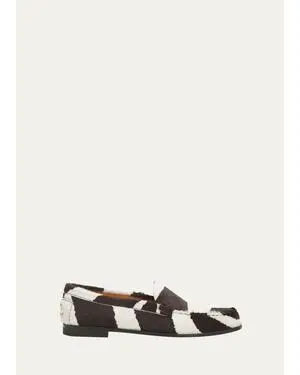 TOD'S Metal Dots -printed Calf Hair Loafers - Zebra