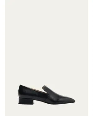 CHRISTEN Classic Square Leather Loafers - Black