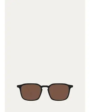 Barton Perreira Raymond Keyhole-bridge Acetate Rectangle Sunglasses - Chestnut