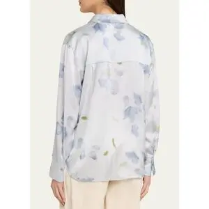 Vince Floral Blur Silk-satin Blouse