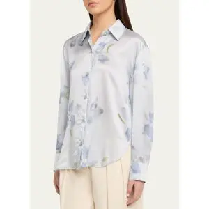 Vince Floral Blur Silk-satin Blouse