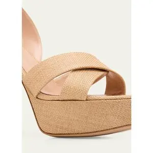 GIANVITO ROSSI 70mm Raffia Platform Sandals