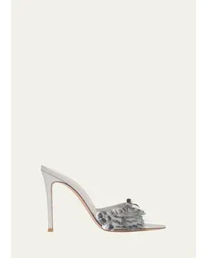 GIANVITO ROSSI 105mm Sequined Mesh Mule Sandals - Silver