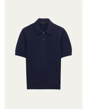 Prada Coton Pointelle Knit Polo Shirt
