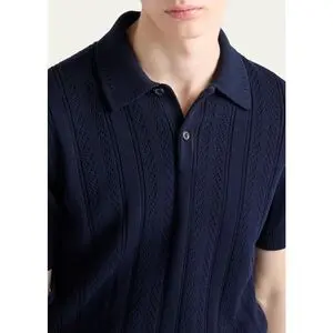 Prada Coton Pointelle Knit Polo Shirt