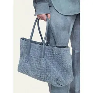 Bottega Veneta Pinacoteca Reversible Suede Shoulder Bag - Cloudy Indigo