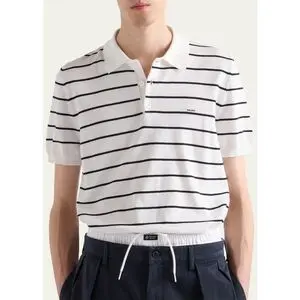 Prada Cotton Knit Pinstripe Polo Shirt