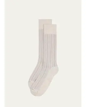 Marcoliani Elegance Pique Crew Socks - Gray