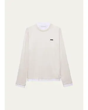 Prada Jersey Long-sleeve Crewneck T-shirt - Talc