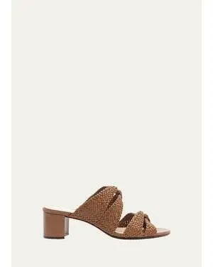 ALEXANDRE BIRMAN 45mm Sabrina Leather Block Heel Slide Sandals