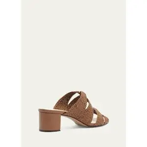 ALEXANDRE BIRMAN 45mm Sabrina Leather Block Heel Slide Sandals