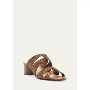 ALEXANDRE BIRMAN 45mm Sabrina Leather Block Heel Slide Sandals