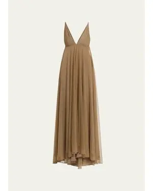 Ronny Kobo Chrissina Plunging Tulle Gown
