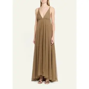 Ronny Kobo Chrissina Plunging Tulle Gown