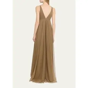 Ronny Kobo Chrissina Plunging Tulle Gown