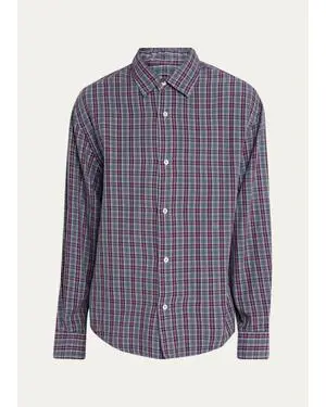 Massimo Alba Plaid Cotton Button-front Shirt - Blue