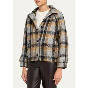 Simkhai Virelle Plaid Brushed Knit Jacket
