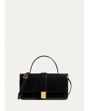 Khaite Blake Glossy Leather Top-handle Bag - Black