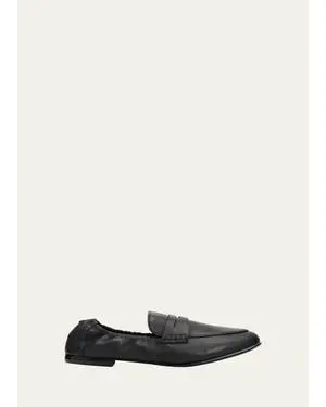 Simkhai Danna Leather Scrunched Loafers - Black