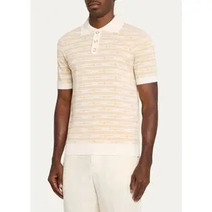 Casablanca Wool Monogram Stripe Knit Polo Shirt