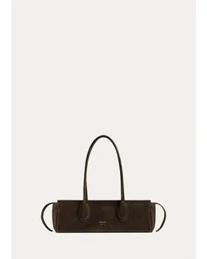 Khaite Donna Soft Suede E/w Shoulder Bag - Ebano