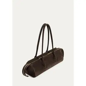 Khaite Donna Soft Suede E/w Shoulder Bag - Ebano