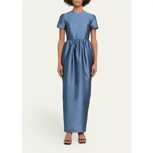 Bernadette Lexi Floral Satin Empire-waist Column Maxi Dress - Fuchsia