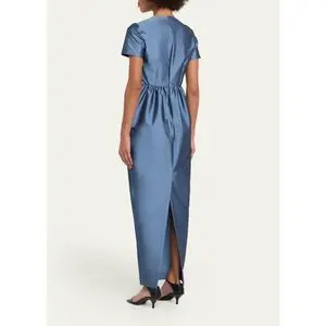 Bernadette Lexi Floral Satin Empire-waist Column Maxi Dress - Fuchsia