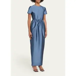 Bernadette Lexi Floral Satin Empire-waist Column Maxi Dress - Fuchsia