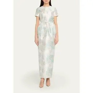 Bernadette Lexi Floral Satin Empire-waist Column Maxi Dress - Fuchsia