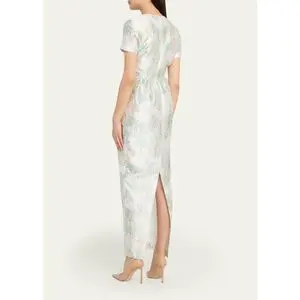 Bernadette Lexi Floral Satin Empire-waist Column Maxi Dress - Fuchsia