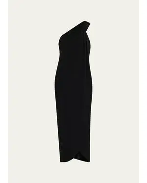 Ronny Kobo Xaden Draped One-shoulder Crepe Maxi Dress