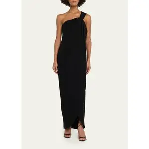 Ronny Kobo Xaden Draped One-shoulder Crepe Maxi Dress