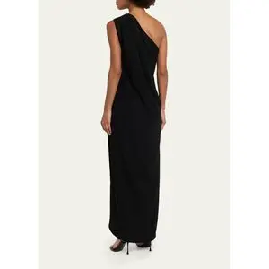 Ronny Kobo Xaden Draped One-shoulder Crepe Maxi Dress
