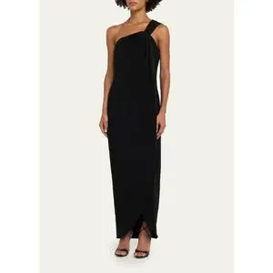 Ronny Kobo Xaden Draped One-shoulder Crepe Maxi Dress
