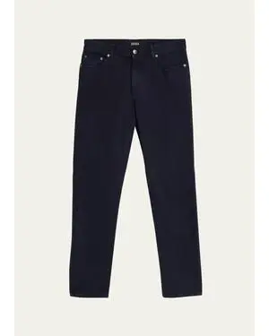 Zegna Cotton Slim Fit Five-pocket Pants - Navy