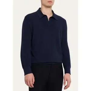Zegna Cashmere And Mulberry Silk Waffle Knit Polo Sweater