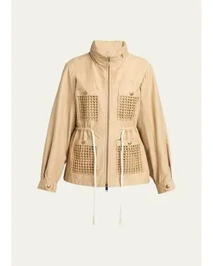 Moncler Bougain Twill Hooded Jacket - Khaki