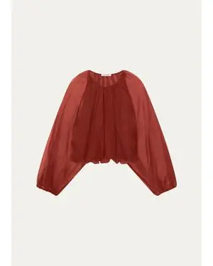 FRAME The Sheer Balloon Blouse - Paprika