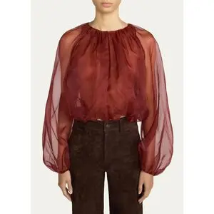 FRAME The Sheer Balloon Blouse