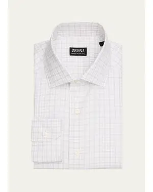 Zegna Plaid Cotton-linen Shirt - Silver