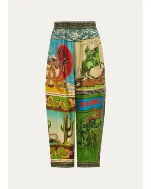 ALEMAIS Ace Tapered Silk Pants - Multi