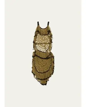 DIOTIMA Trio Web Crochet Ruffle Backless Dress